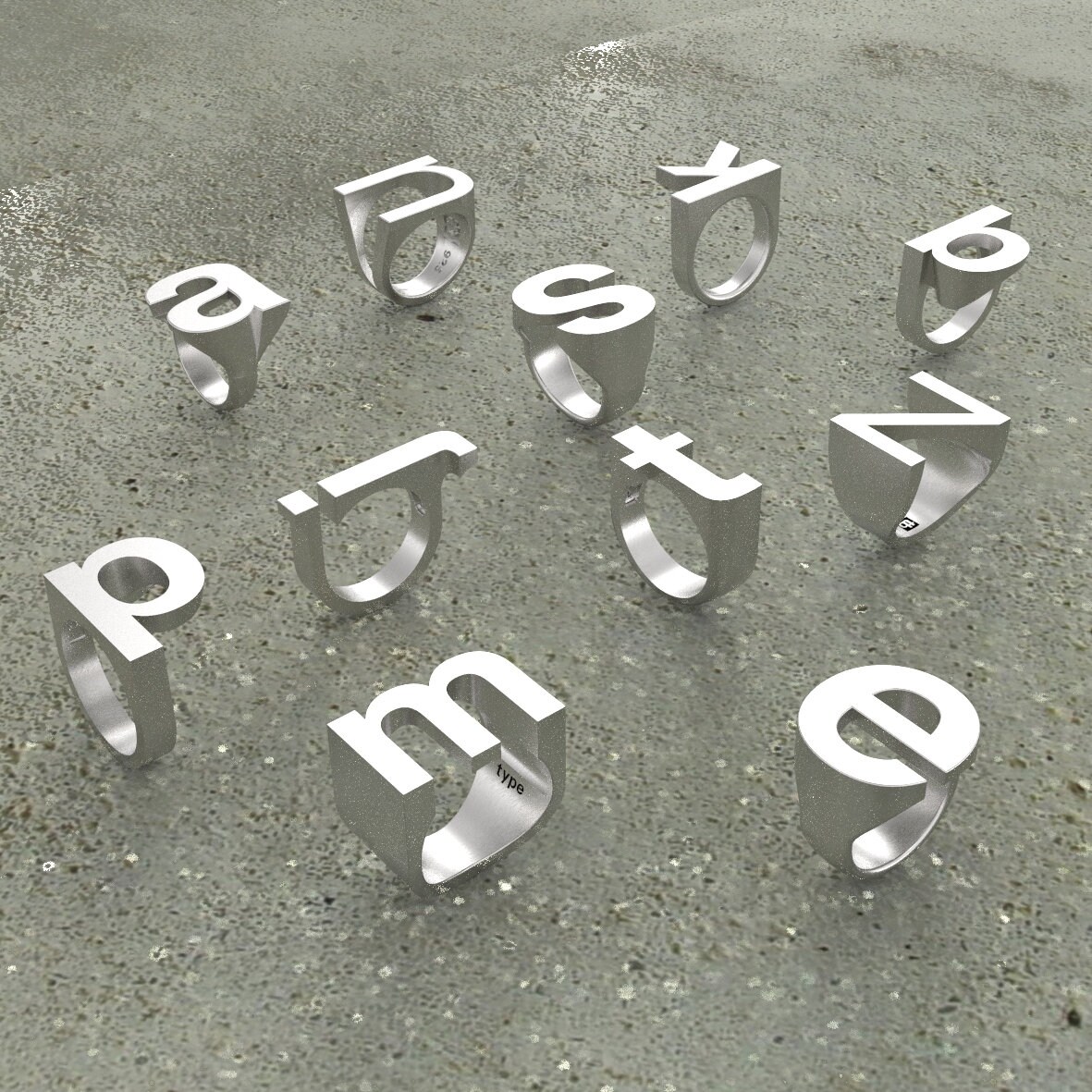 Alphabet Letter E Initial Signet Monogram Ring Helvetica - Etsy