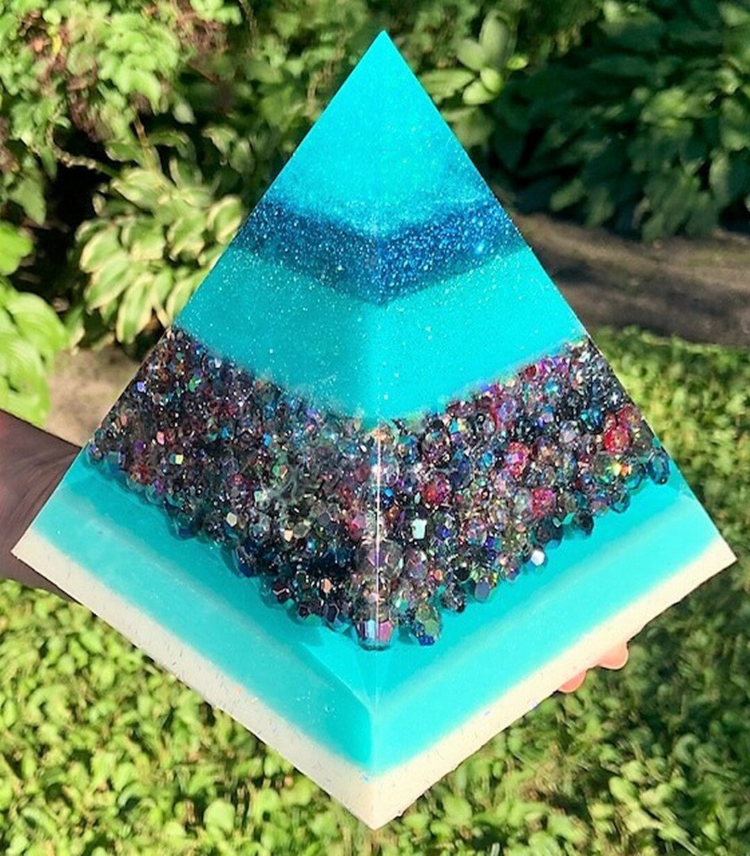 Large Turquoise Blue Resin Pyramid - Etsy
