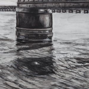 Charcoal Painting Tay Rail Bridge Original Artwork Dundee Scottish ...