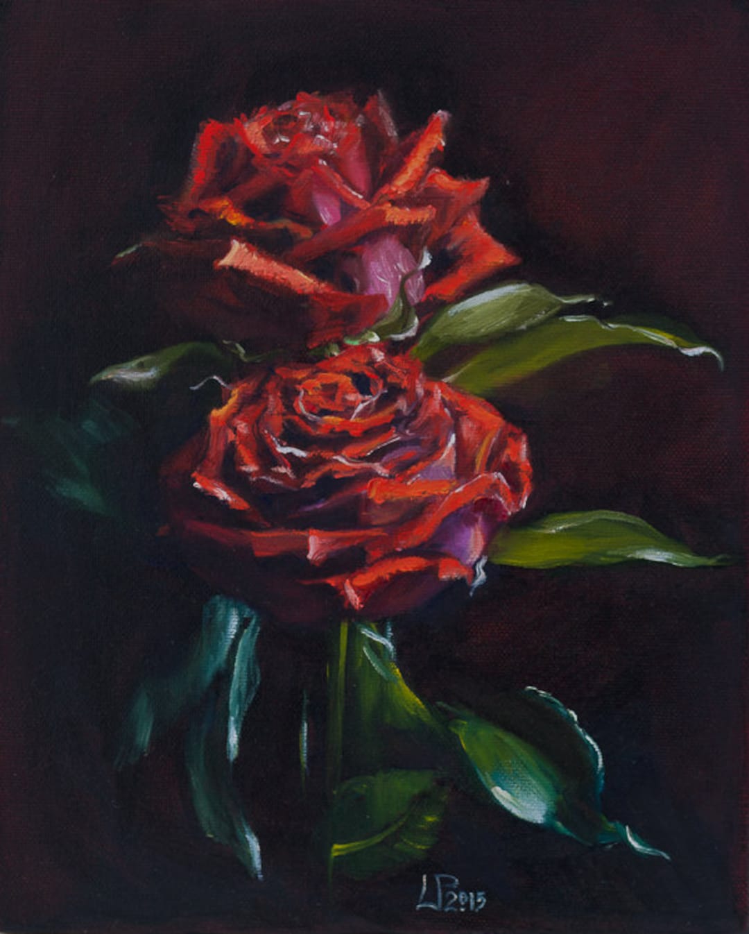Oil Painting Red Roses Floral Original Artwork Home Decor Wall Decor ...