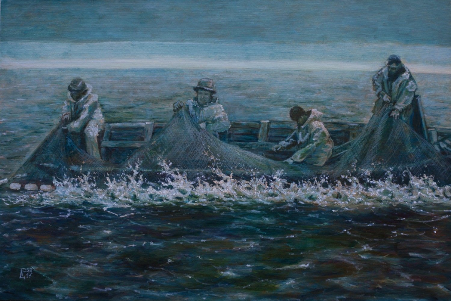 Fishermen At Sea Painting