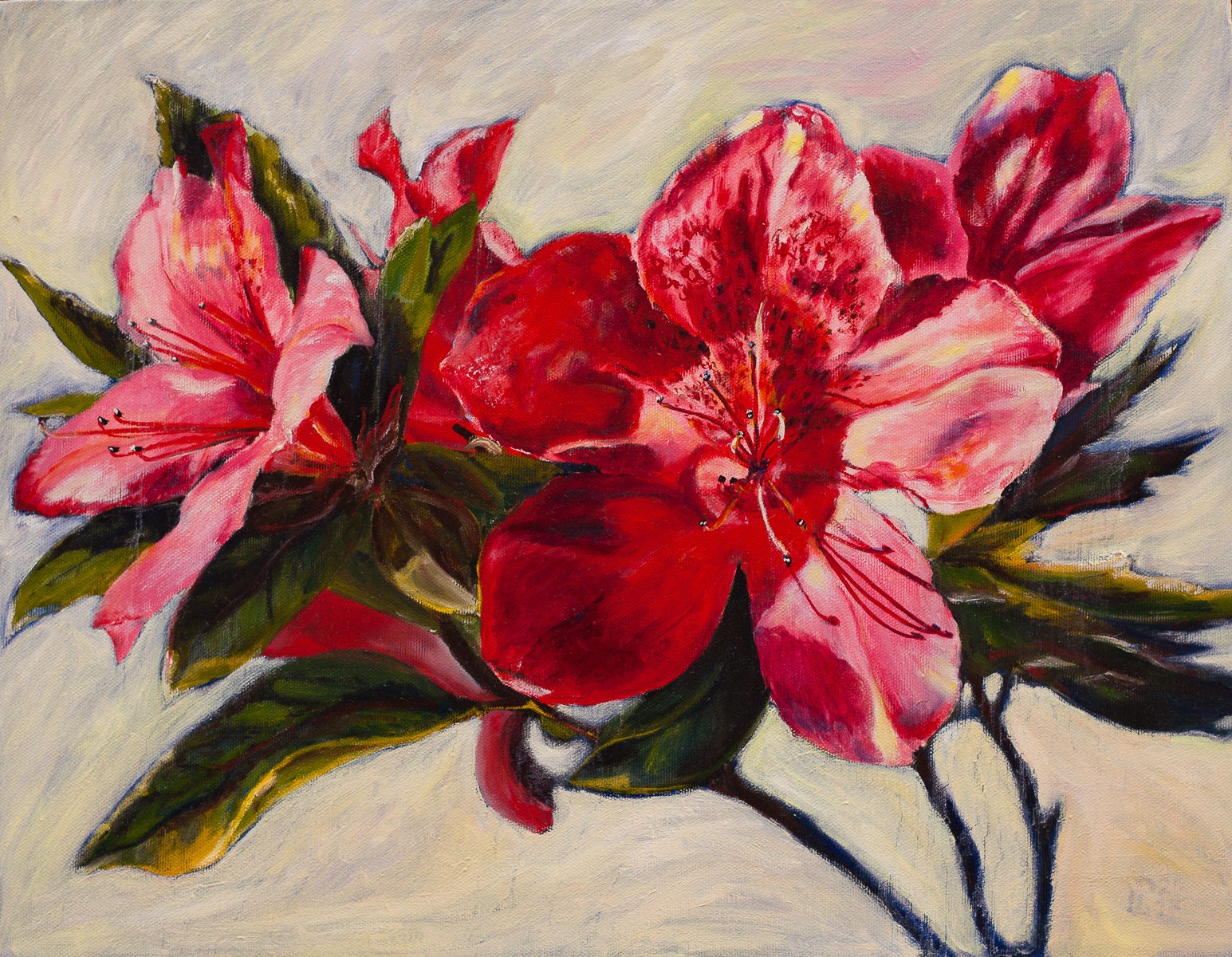 Oil Painting Azalea Original Artwork Home Decor Wall Decor | Etsy