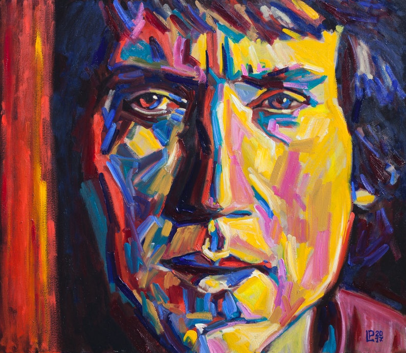 Oil Painting Portrait of a Poet Original Artwork Semi Abstract ...