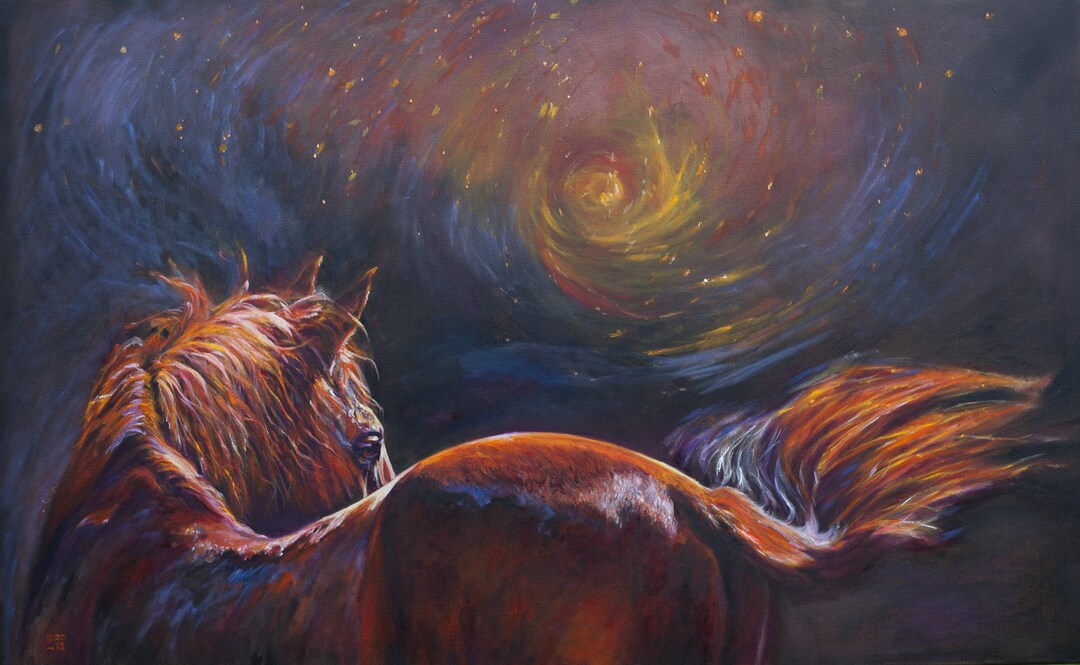 Infinity Horse Original Oil Painting Large Canvas Beautiful Red Horse ...