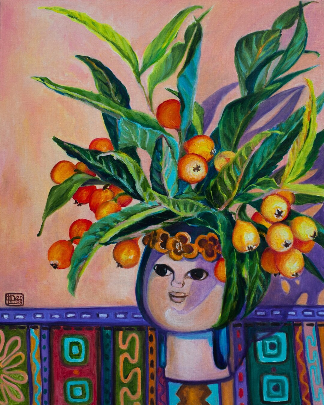 Loquat Original Oil Painting Decorative Still Life Bright Collectible ...