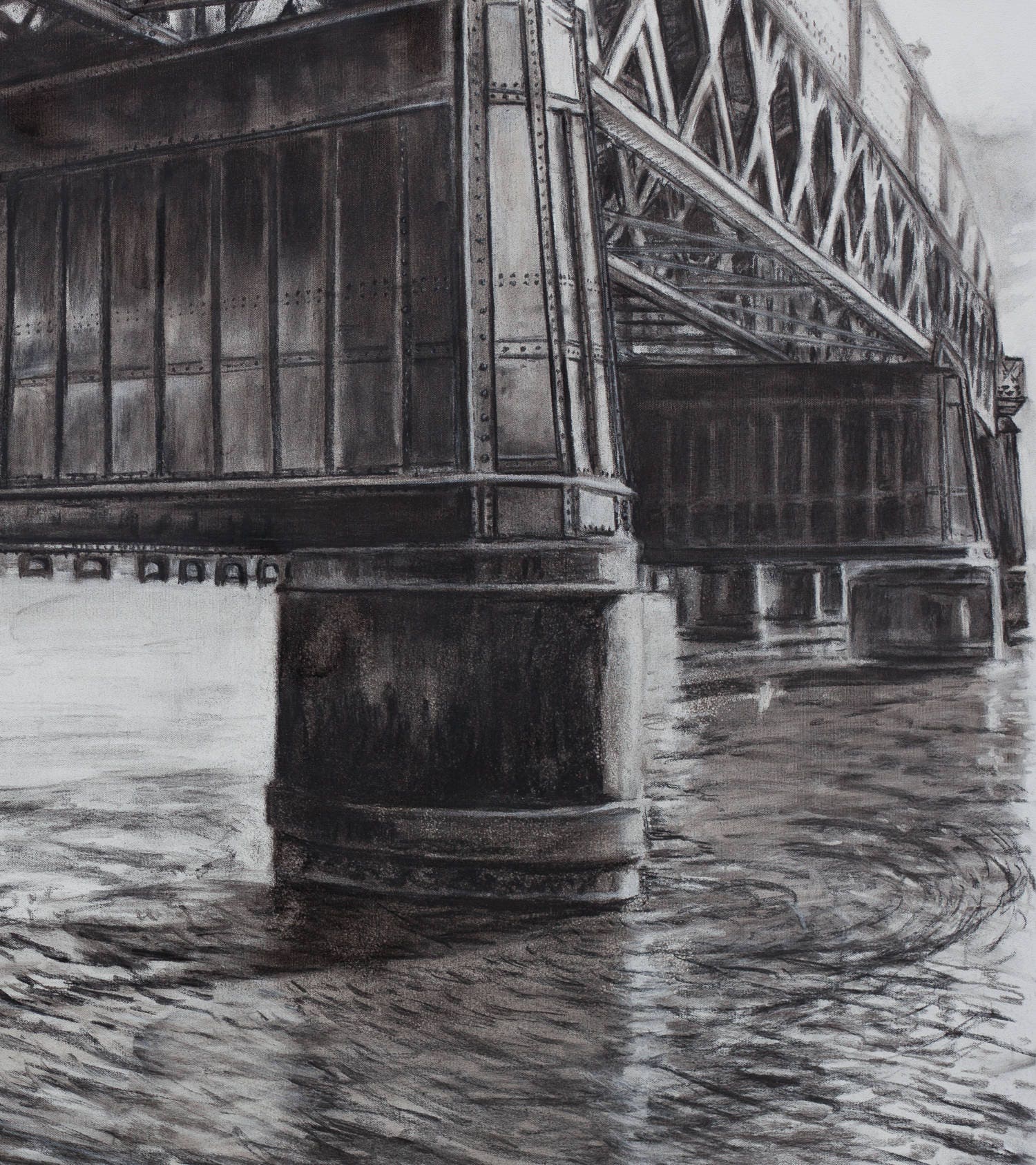 Charcoal Painting Tay Rail Bridge Original Artwork Dundee Scottish ...