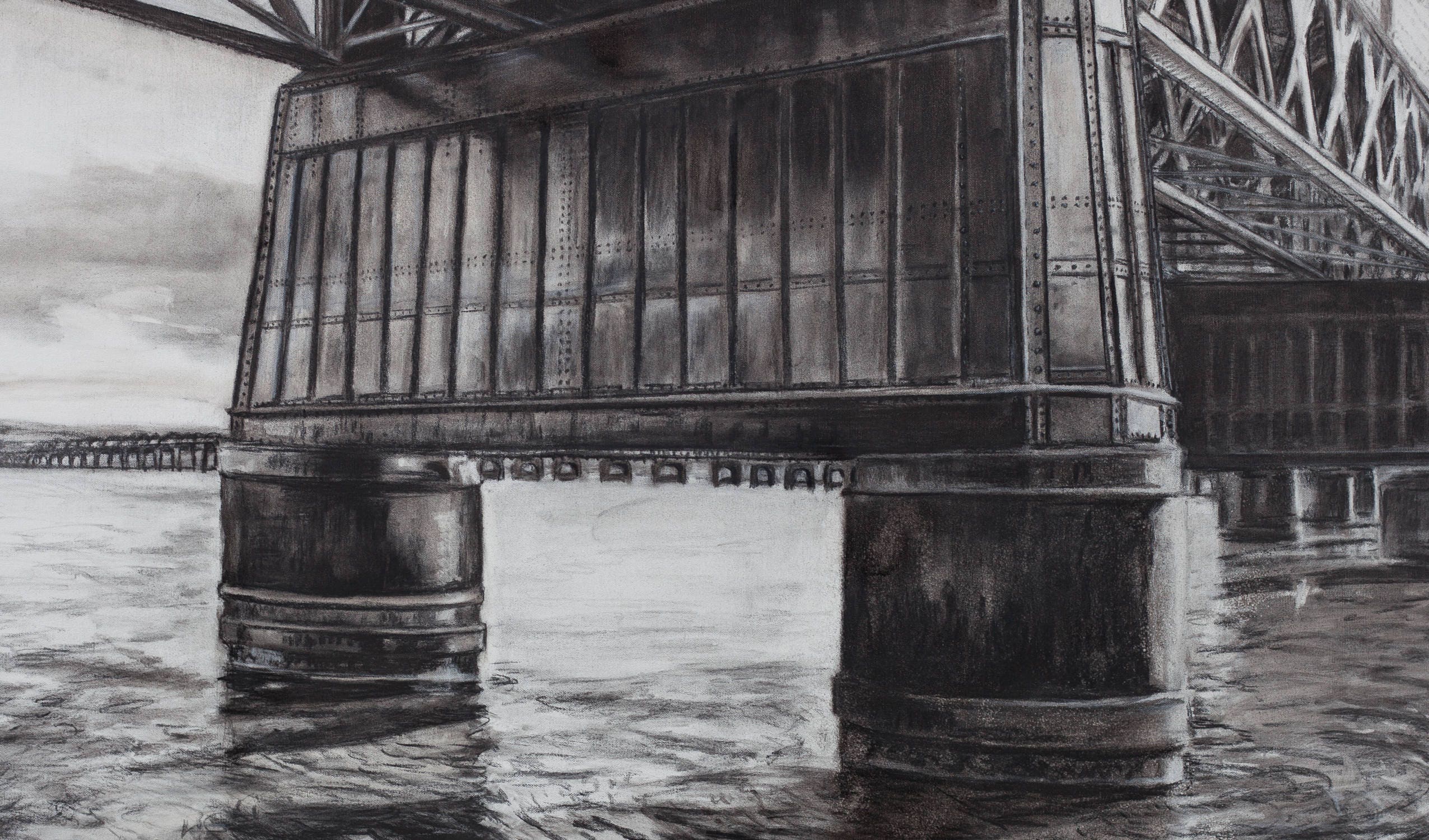Charcoal Painting Tay Rail Bridge Original Artwork Dundee Scottish ...