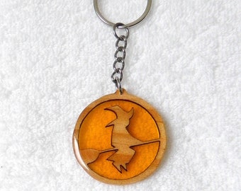 Witch Wooden Keychain - Etsy