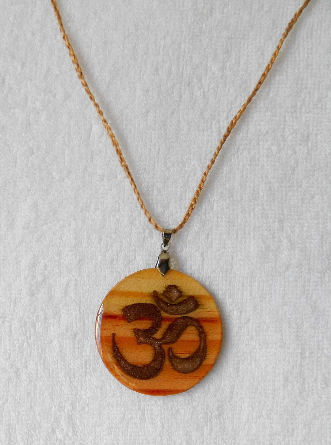 Wooden Om Symbol Necklace - Etsy