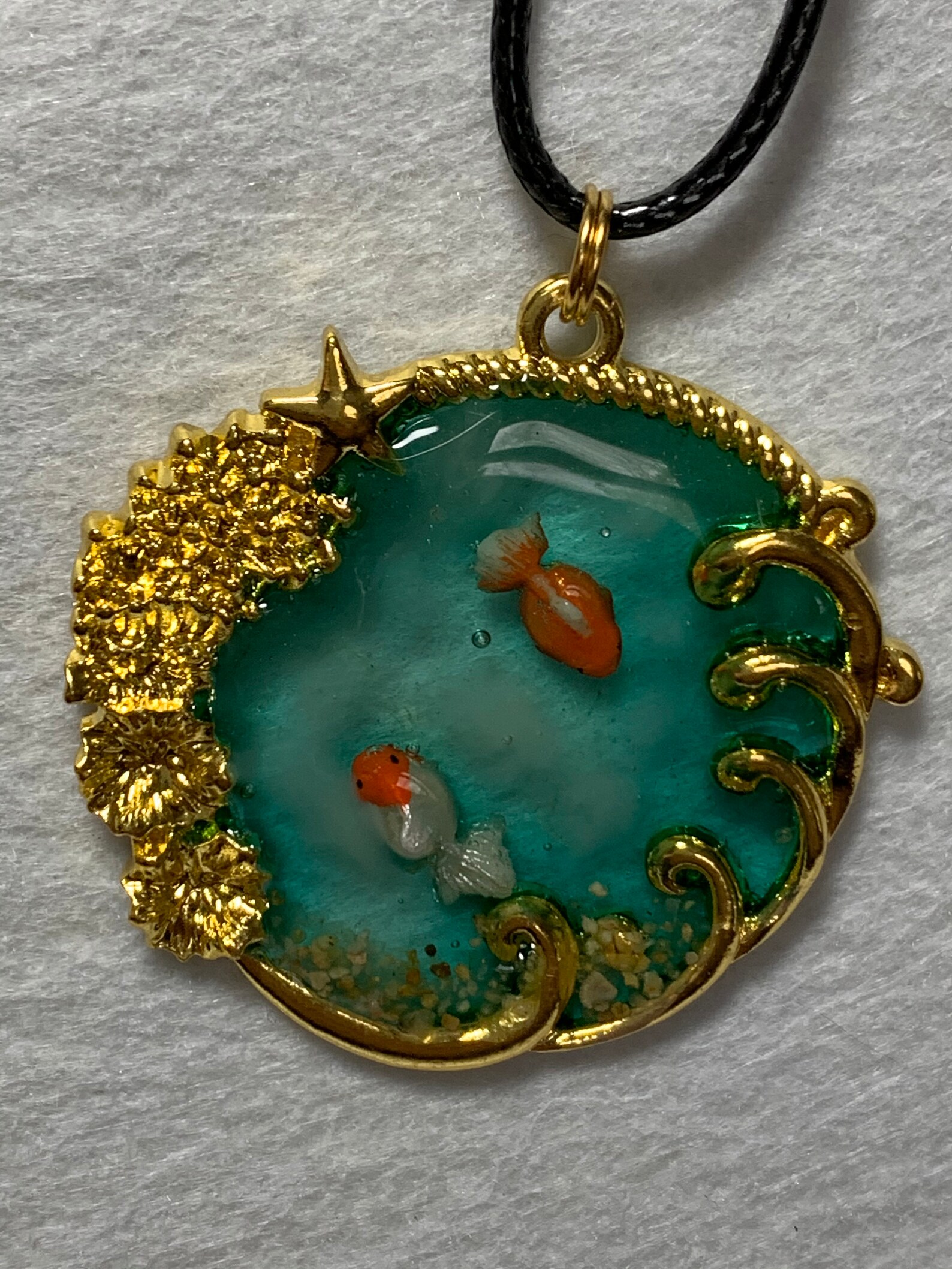 Resin Cast Goldfish Pond Necklace - Etsy