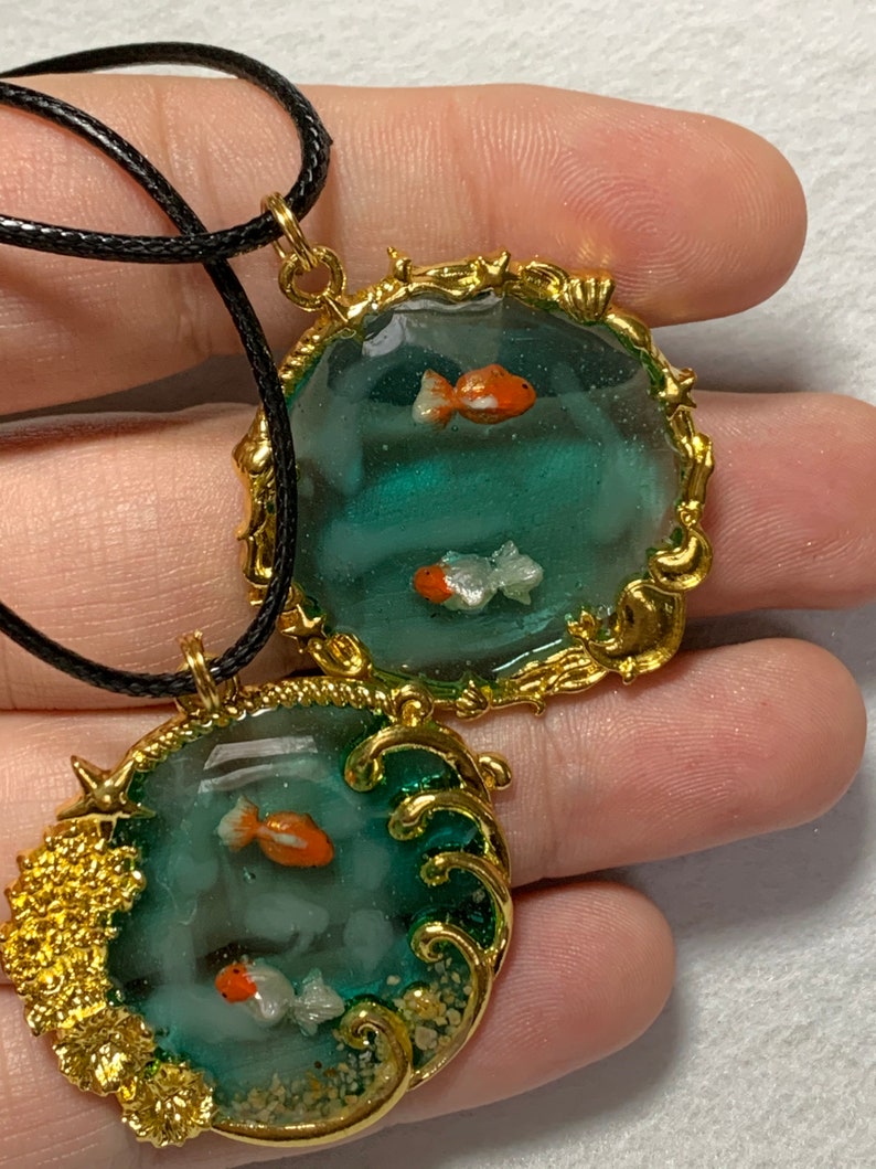 Resin Cast Goldfish Pond Necklace - Etsy