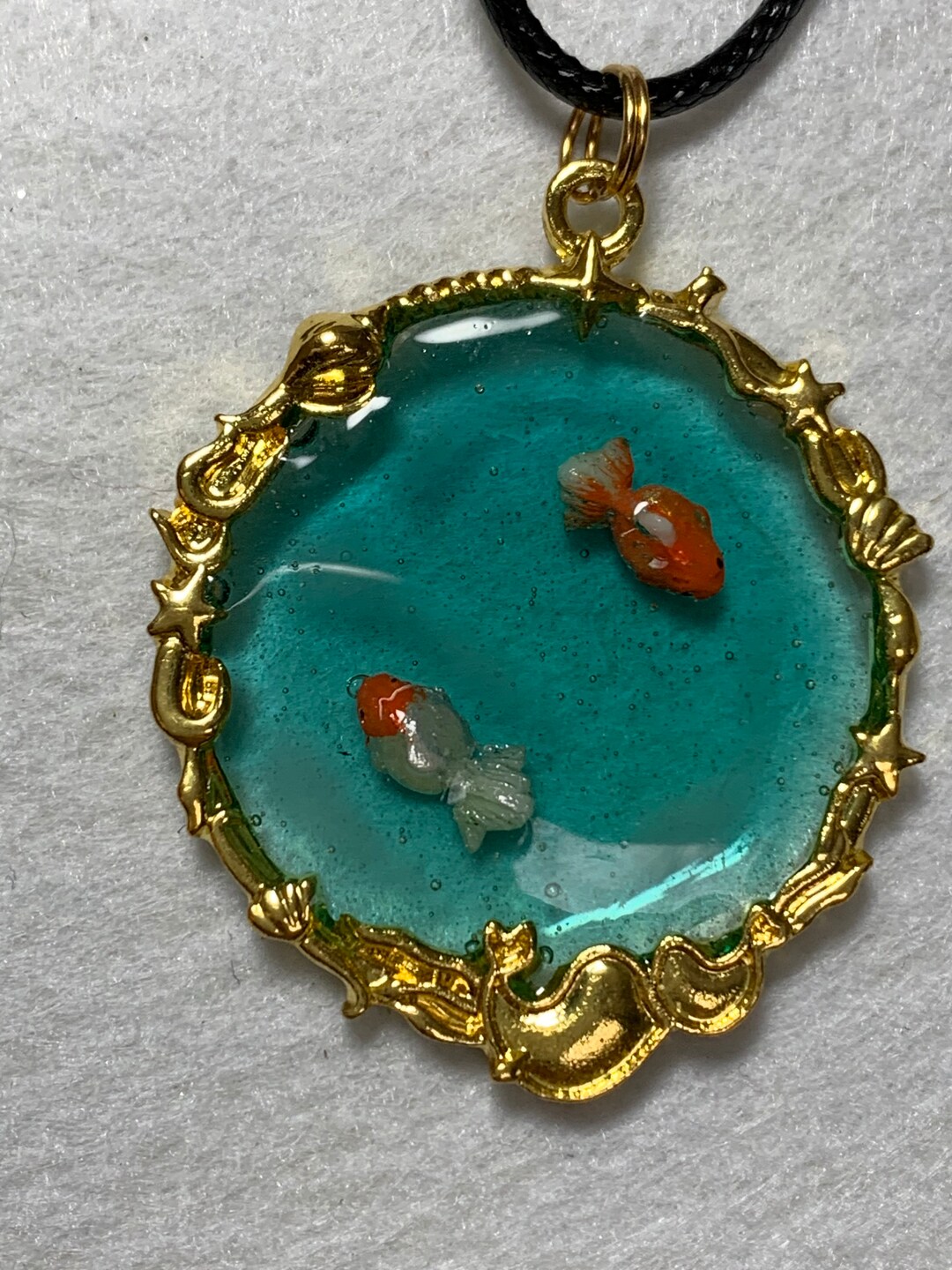 Resin Cast Goldfish Pond Necklace - Etsy