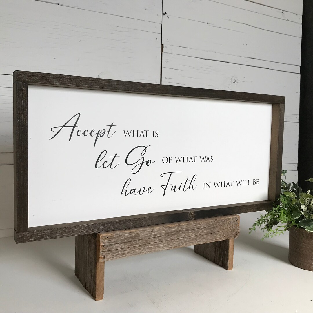 Accept Let Go Have Faith, Framed Wooden Sign, Prayer Picture, Wall ...