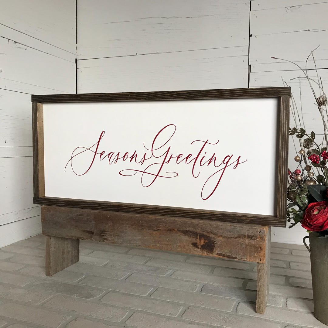 Seasons Greetings, Farmhouse Sign, Wood Signs, Home Decor, Winter ...