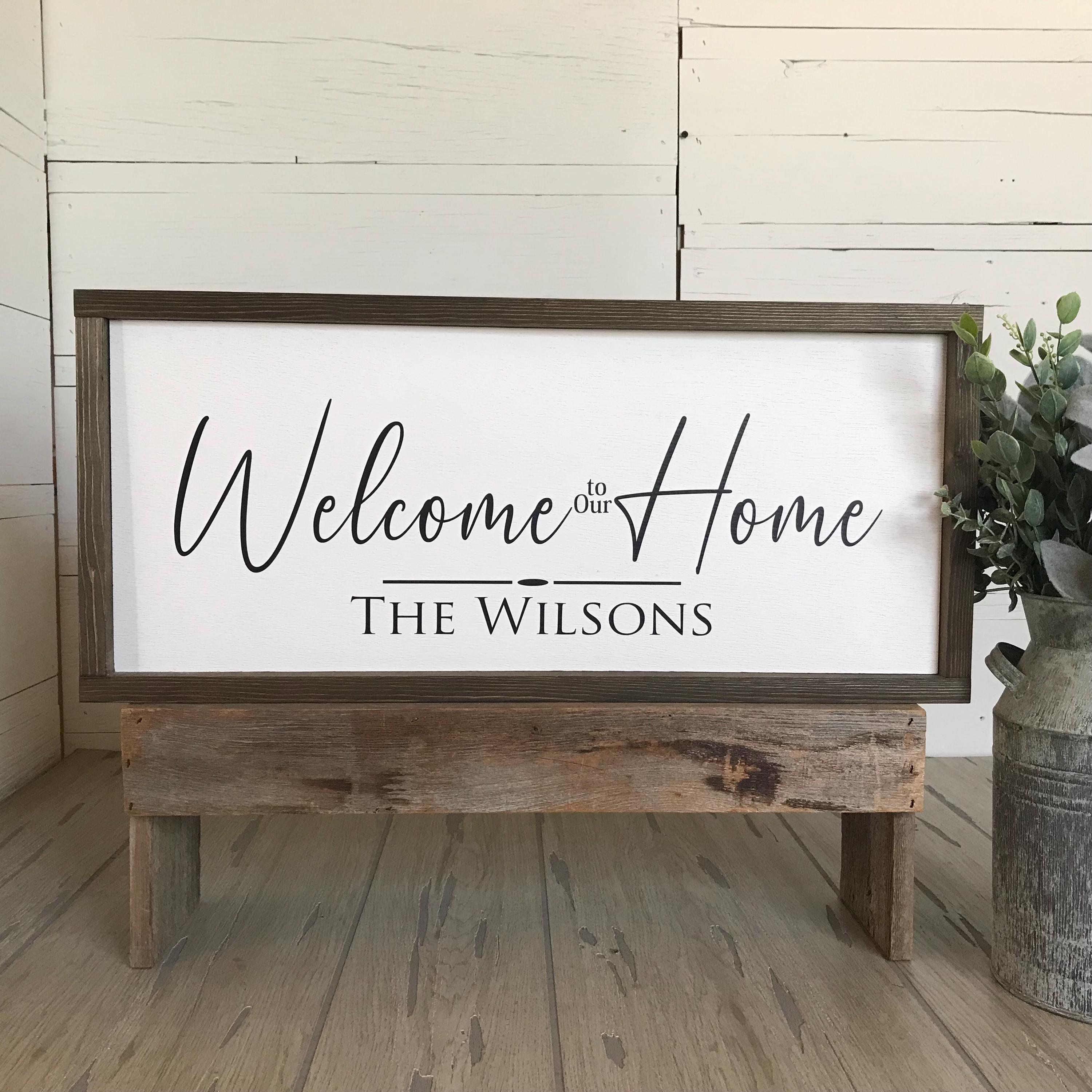 Personalized Welcome to Our Home Family Name Framed Wooden Sign - Etsy