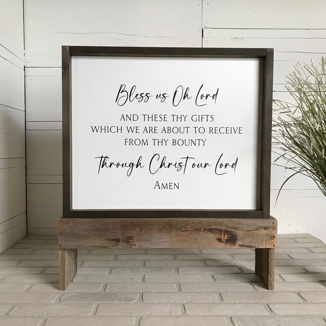 Bless Us Oh Lord Prayer Sign: Framed Farmhouse Kitchen Decor - Etsy