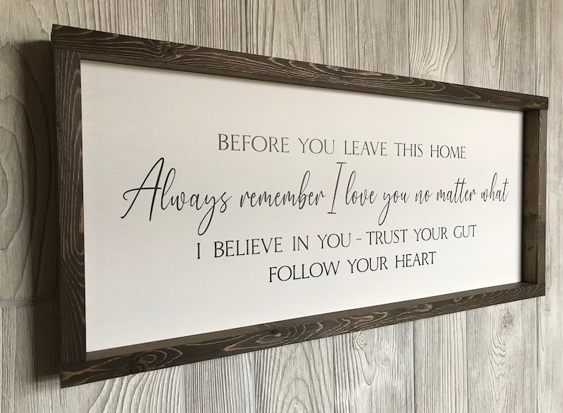 Farmhouse Framed Wood Sign: 'before You Leave This Home' - Etsy