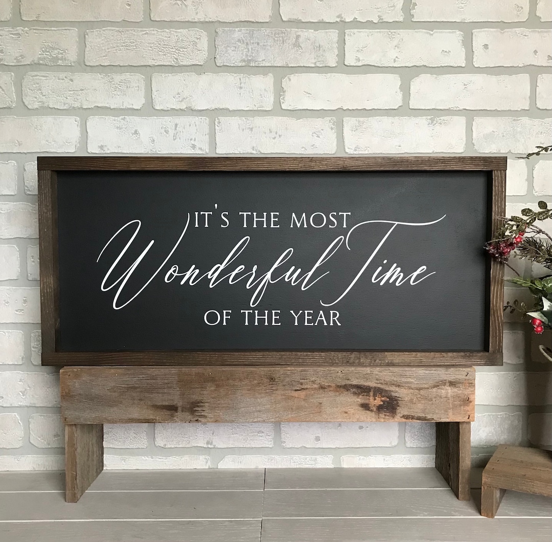 Most Wonderful Time of the Year Christmas Framed Wood Sign: Winter ...