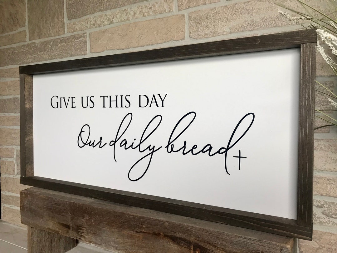 Rustic Farmhouse Daily Bread Sign: Wood Framed Kitchen Wall Art for ...