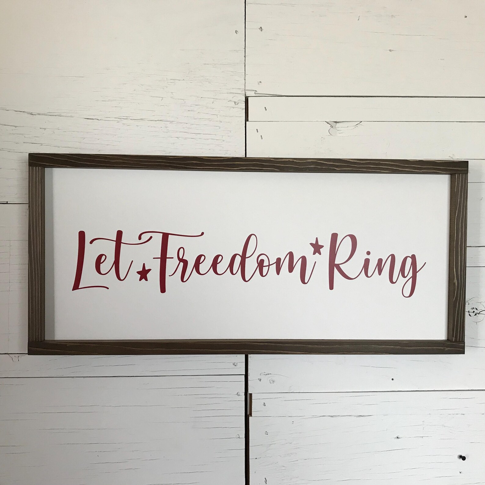 Let Freedom Ring Framed Wooden Patriotic Sign for Americana Wall Decor ...