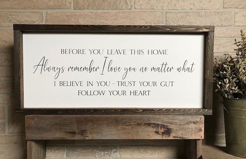 Farmhouse Framed Wood Sign: 'before You Leave This Home' - Etsy