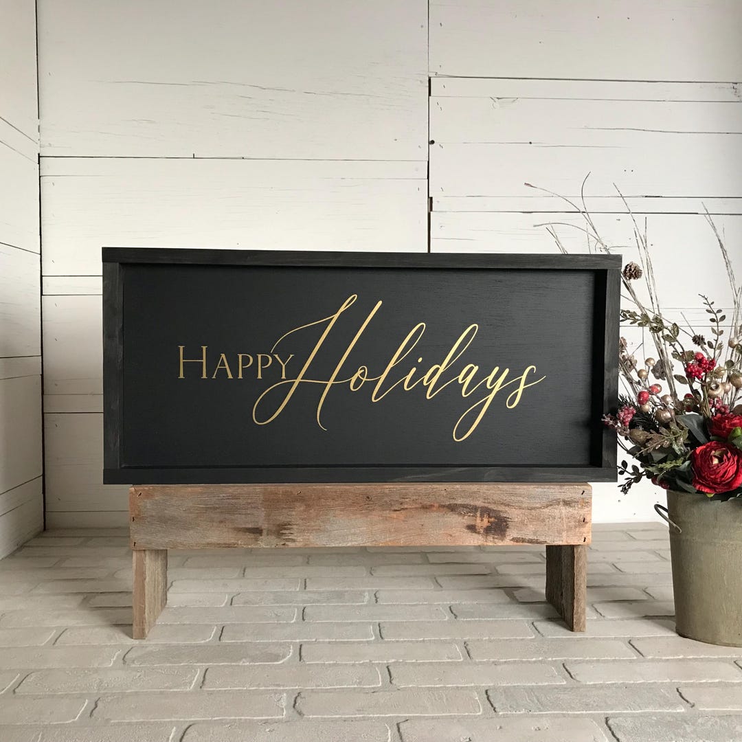 Happy Holidays, Farmhouse Sign, Wood Signs, Home Decor, Winter Framed ...