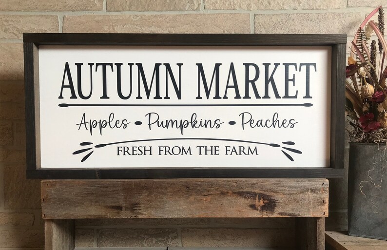 Autumn Market, Fall Framed Wooden Sign, Large Wall Art, Modern ...