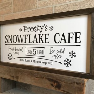 Frosty's Snowflake Cafe, Winter Farmhouse Sign, Holiday Wood Sign ...