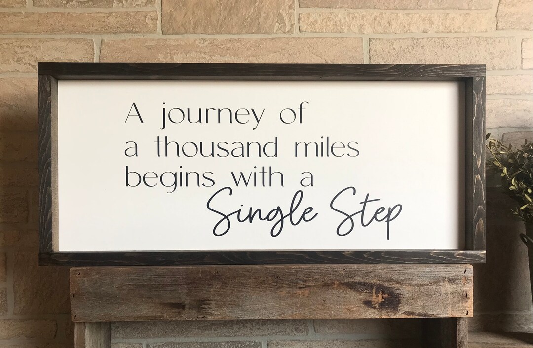 A Journey of a Thousand Miles, Inspirational Wall Art, Modern Farmhouse ...