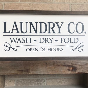 Laundry Co. Wash Dry Fold, Farmhouse Sign , Country Wood Signs, Home ...