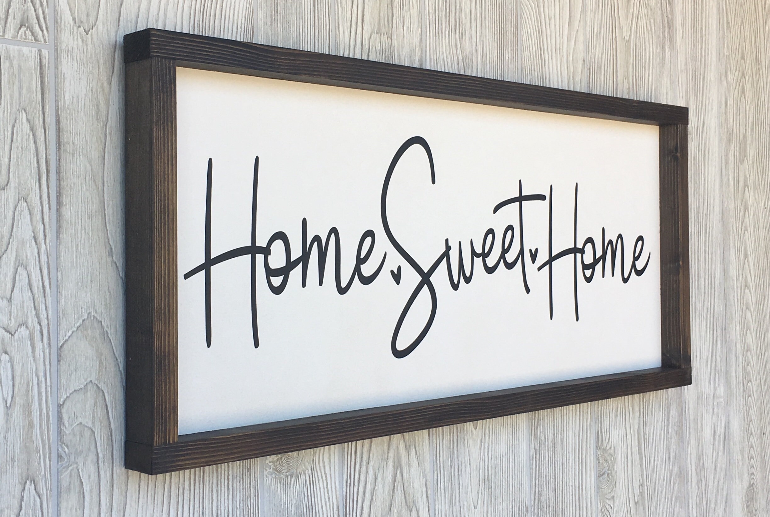 Home Sweet Home Sign, Rustic Farmhouse Decor, Stained Pine Frame - Etsy
