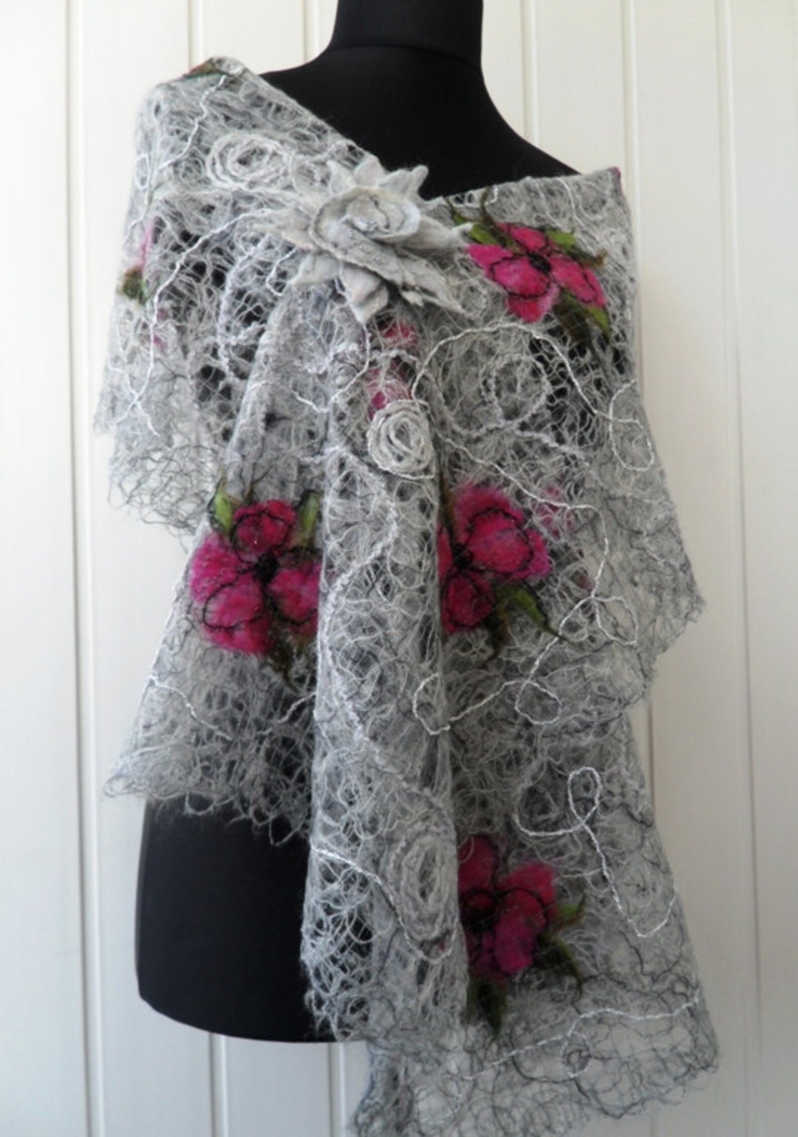 Gray Handmade Shawlcrazy Wool Shawl Openwork Shawl for - Etsy