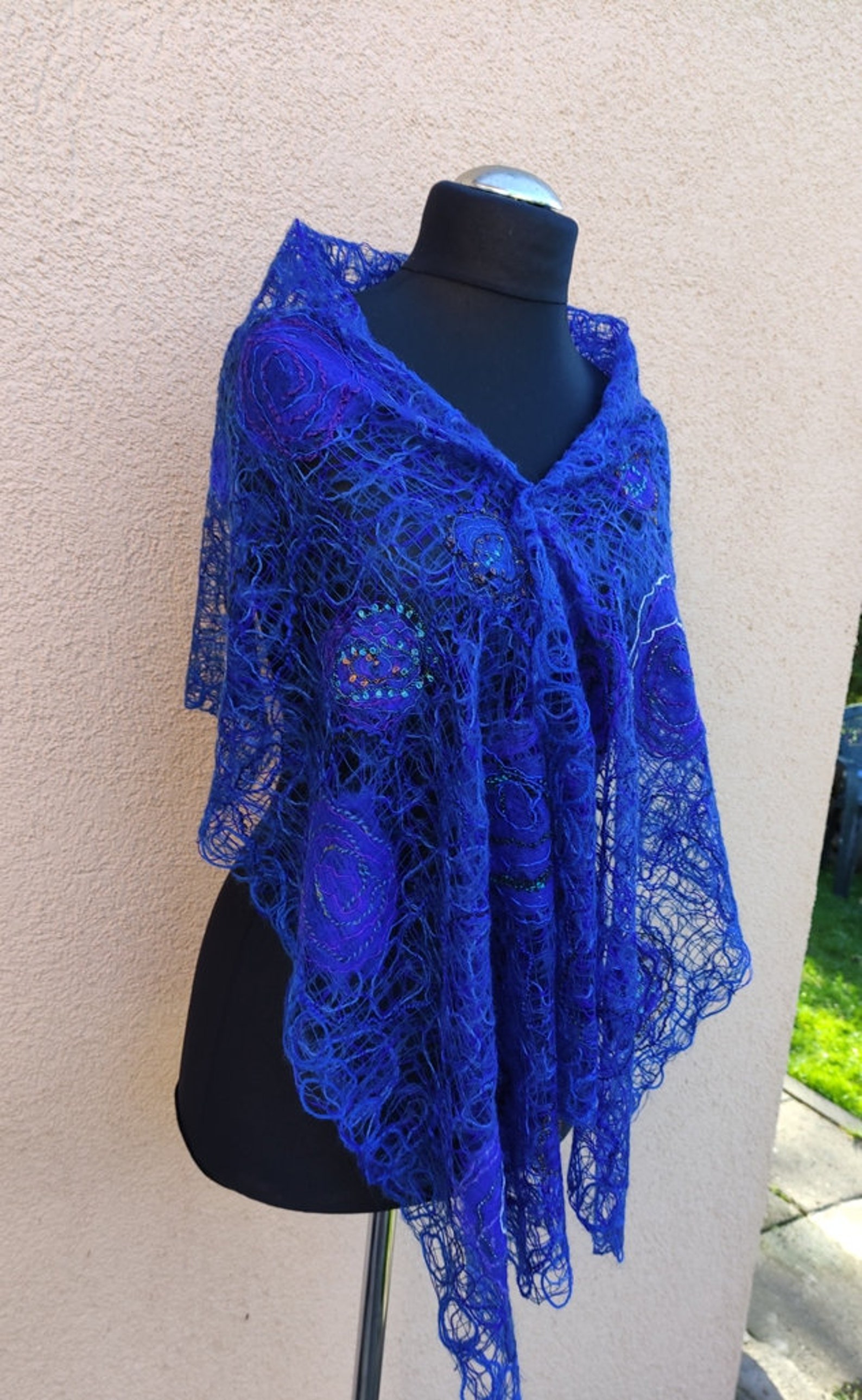 Blue Lace Shawl Lace Cover up Wedding Lace Cover up Evening - Etsy