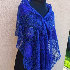 Blue Lace Shawl Lace Cover up Wedding Lace Cover up Evening Shawl Shawl ...