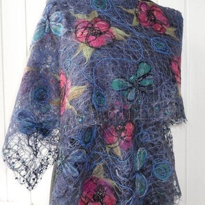 Blue Lace Shawl Lace Cover up Wedding Lace Cover up Evening Shawl Shawl ...