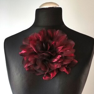 Large Flower Brooch,maroon/dark Burgundy Handmade Organza Brooch ...