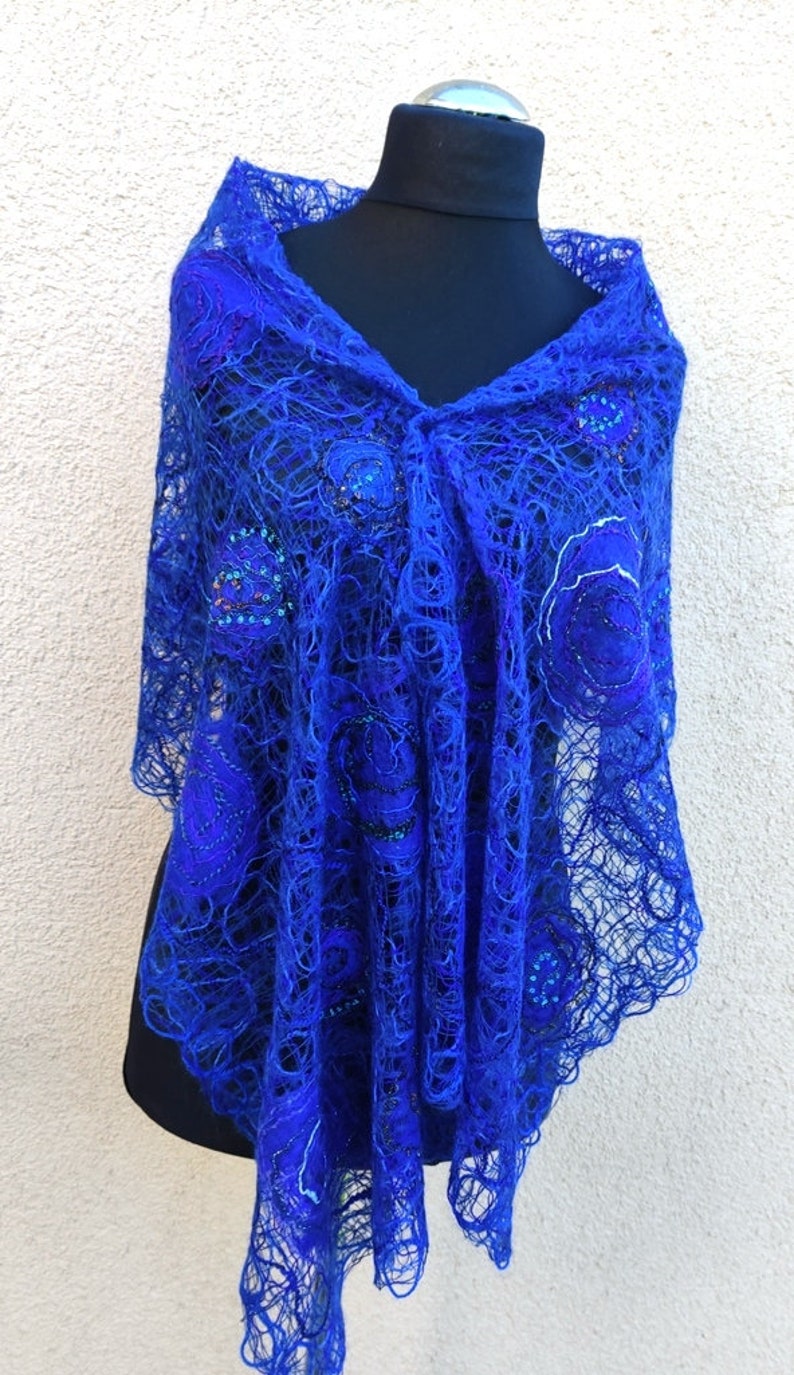 Blue Lace Shawl Lace Cover up Wedding Lace Cover up Evening Shawl Shawl ...