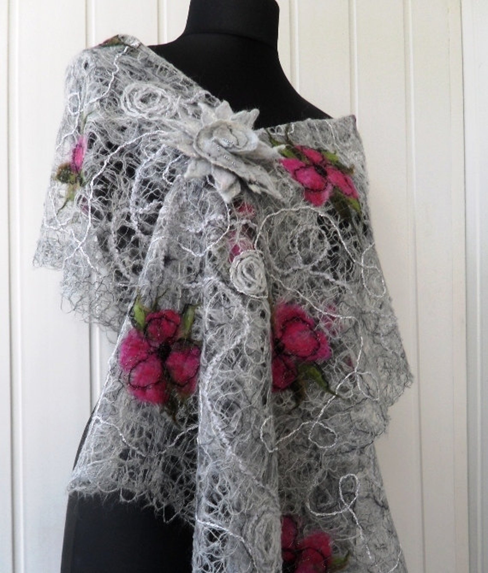 Gray Handmade Shawlcrazy Wool Shawl Openwork Shawl for - Etsy
