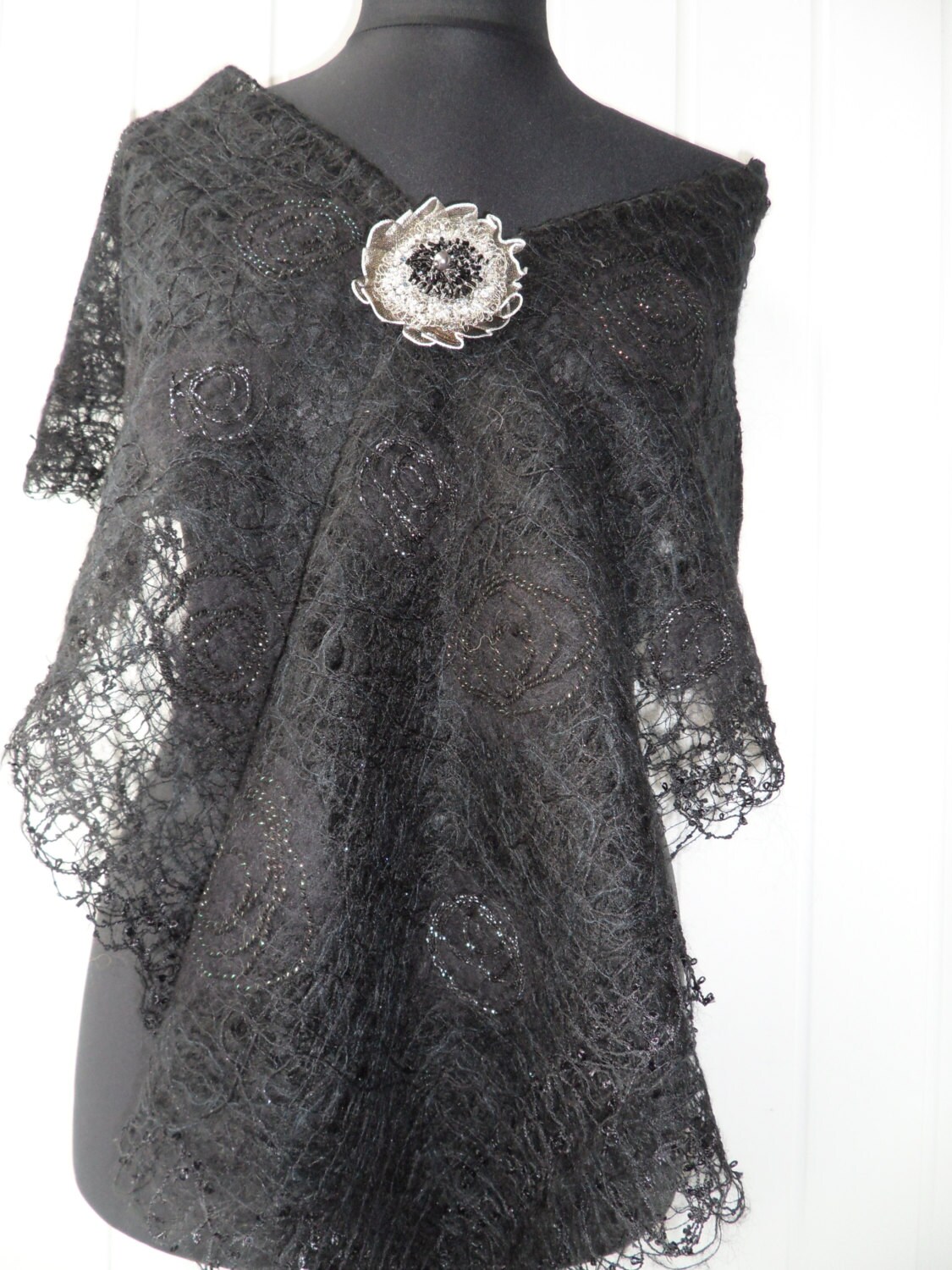 Black Lace Shawl Lace Cover up Wedding Lace Cover up Evening - Etsy
