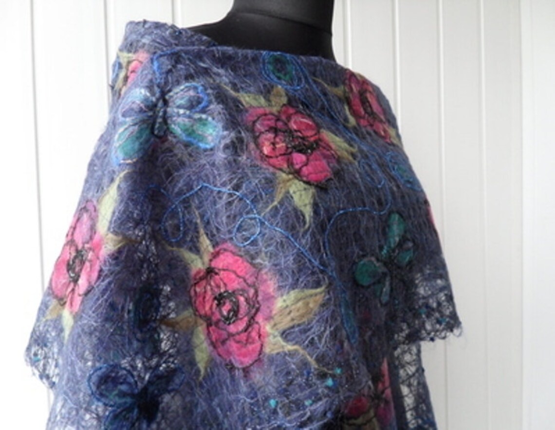 Blue Lace Shawl Lace Cover up Wedding Lace Cover up Evening | Etsy