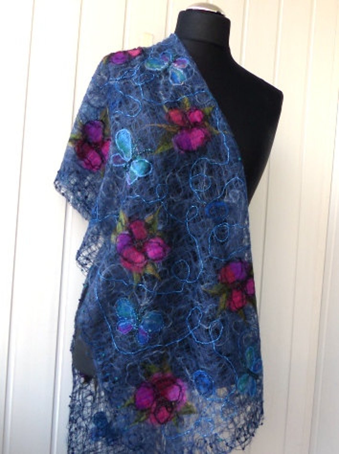 Royal Blue Handmade Shawl Openwork Shawl for Women. | Etsy