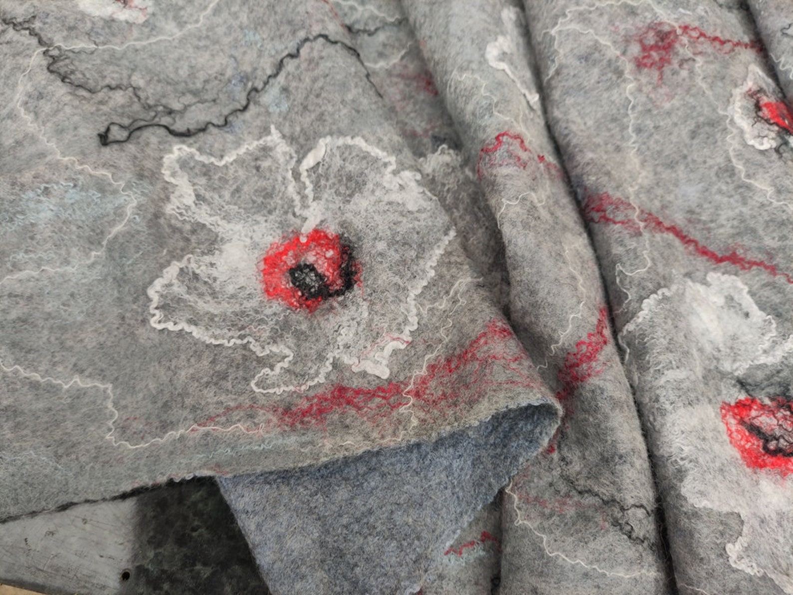 Felted Silk Wrap, Nuno Felted Scarf, Wrap Scarf, Felt Scarf, Gray Silk ...