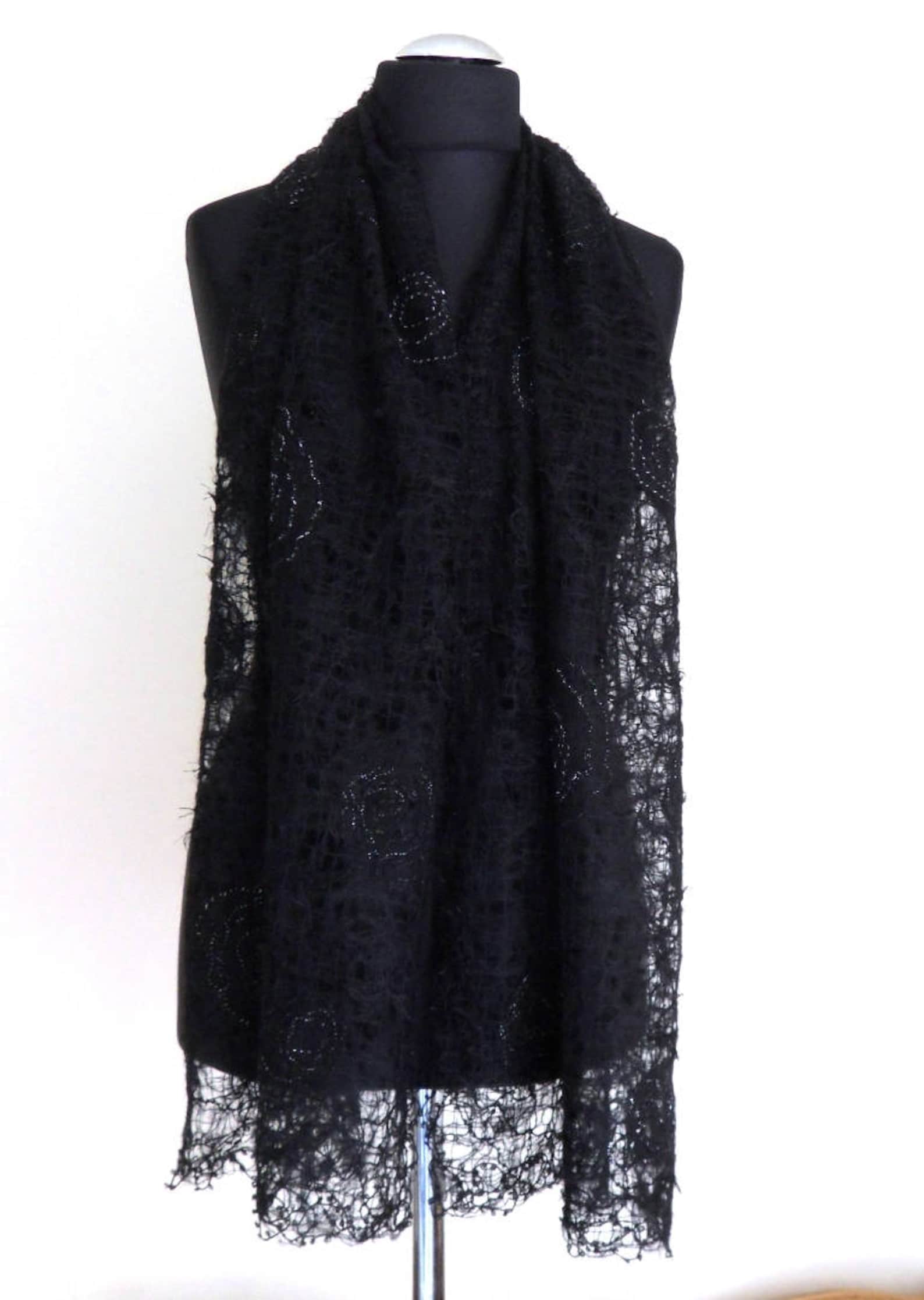 Black Lace Shawl Lace cover up Wedding lace cover up Evening | Etsy