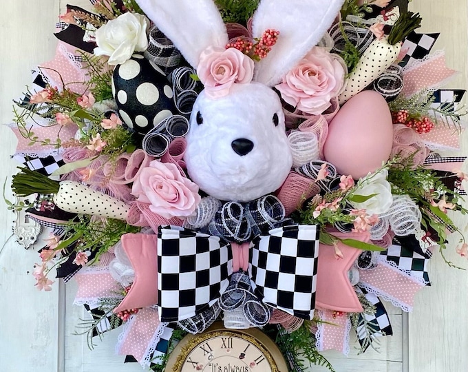 Easter Bunny Wreath, White Bunny Wreath, Easter Decor, Alice in ...