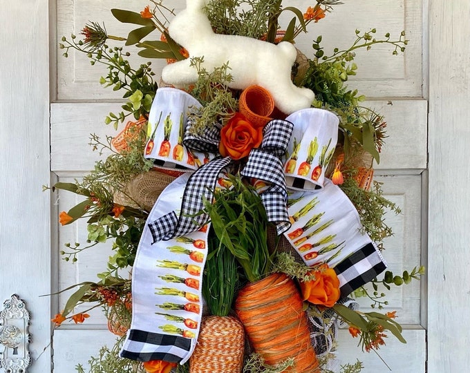 Easter Bunny Door Swag, Easter Wreath, Easter Decor, Bunny Decor ...
