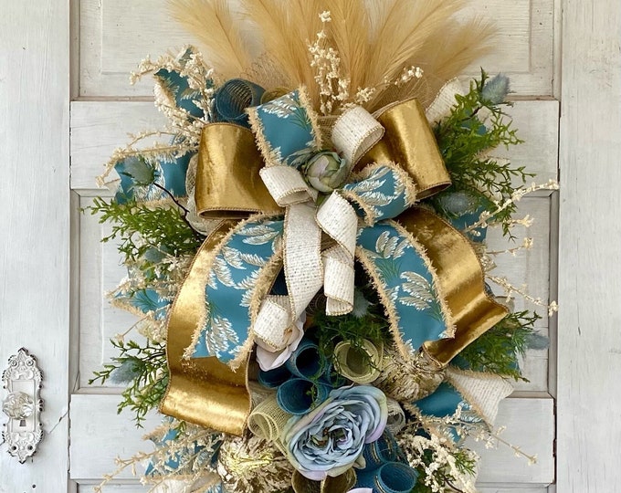 Everyday Door Swag, Pampas Grass Swag, Elegant Door Swag, All Season ...