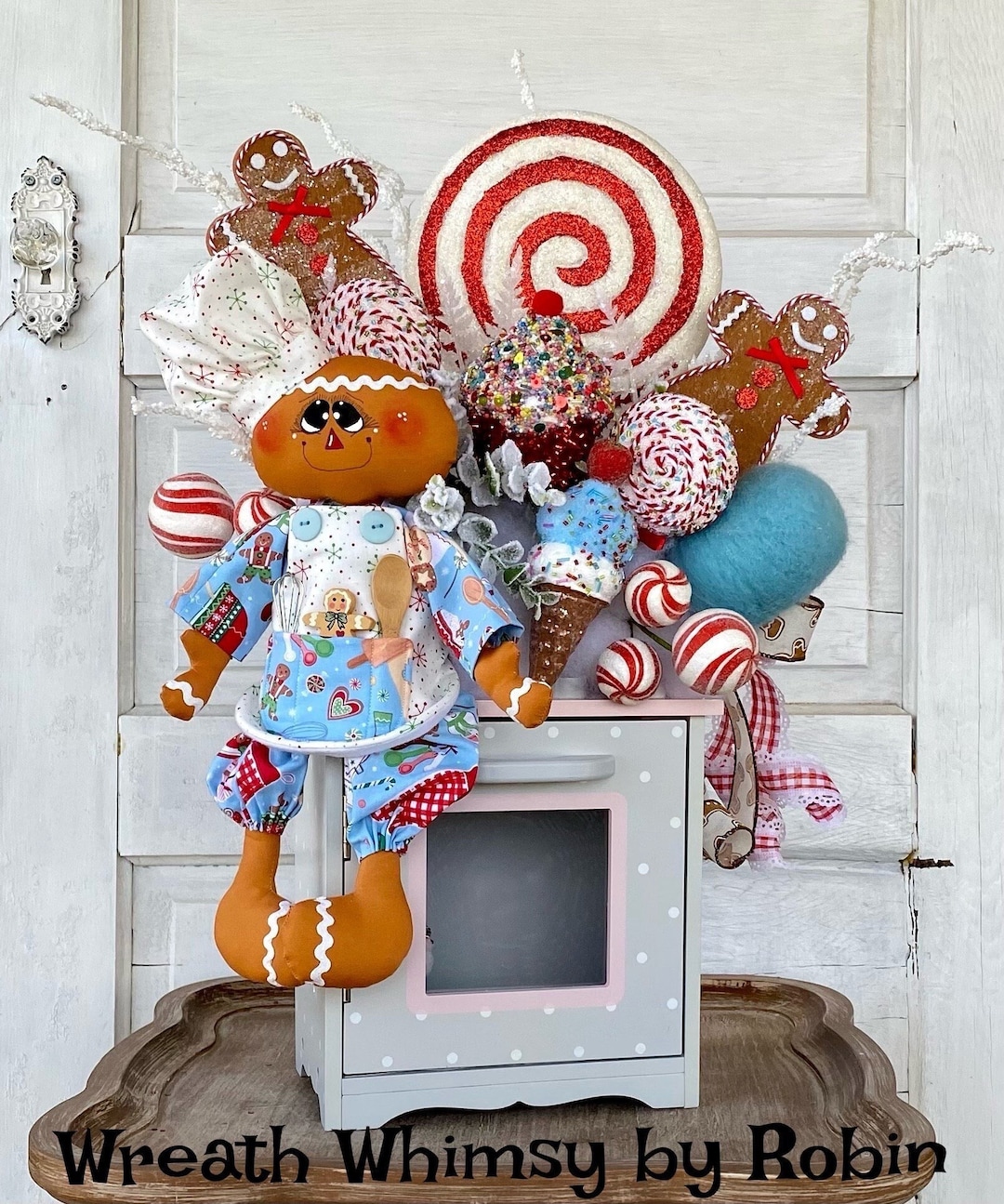 Sweet Themed Gingerbread Doll Centerpiece, Holiday Tabletop, Christmas ...