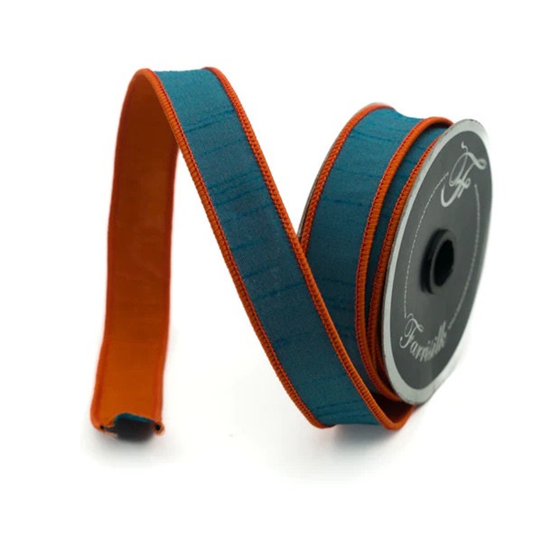 Farrisilk Blue/orange Contrast Ribbon, 10 Yards, Designer Ribbon, 1 ...