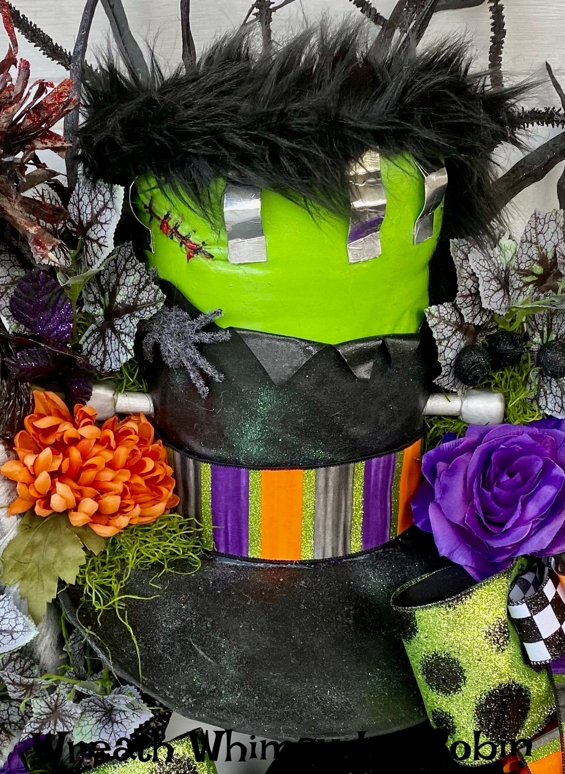 XL Halloween Frankenstein Character Wreath, Frankenstein Decor ...