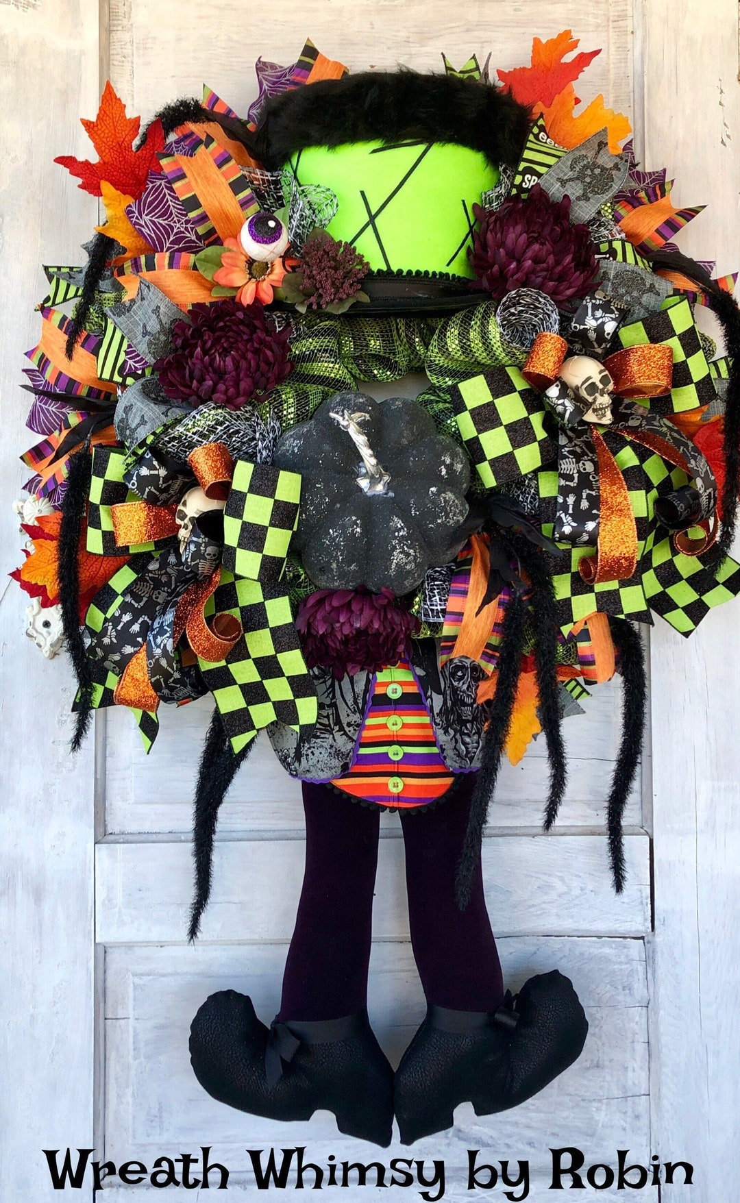 Halloween Wreath, Frankenstein Wreath, Frankie Wreath, Halloween Decor ...
